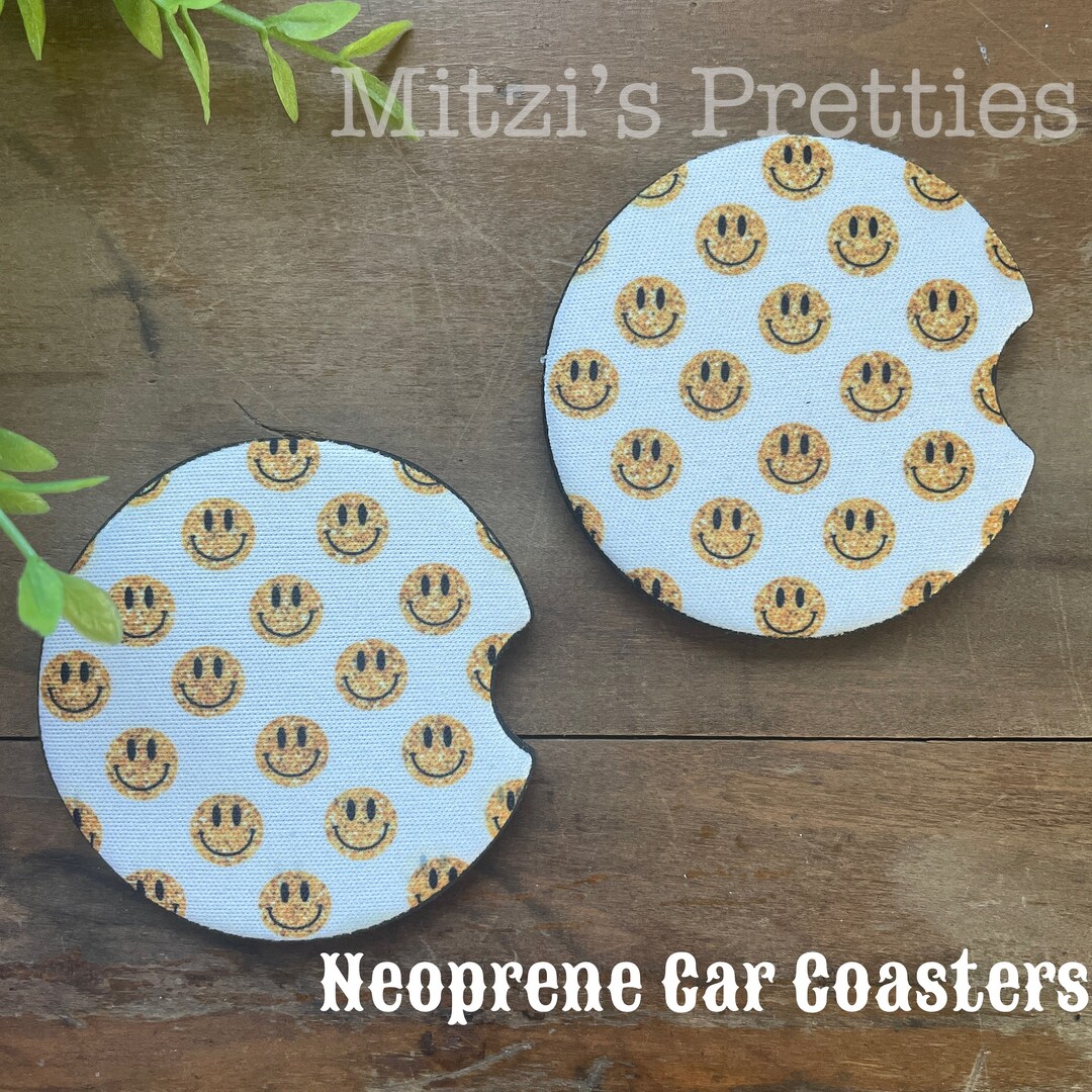 Gold Smiley Faces Car Coaster Set - Etsy