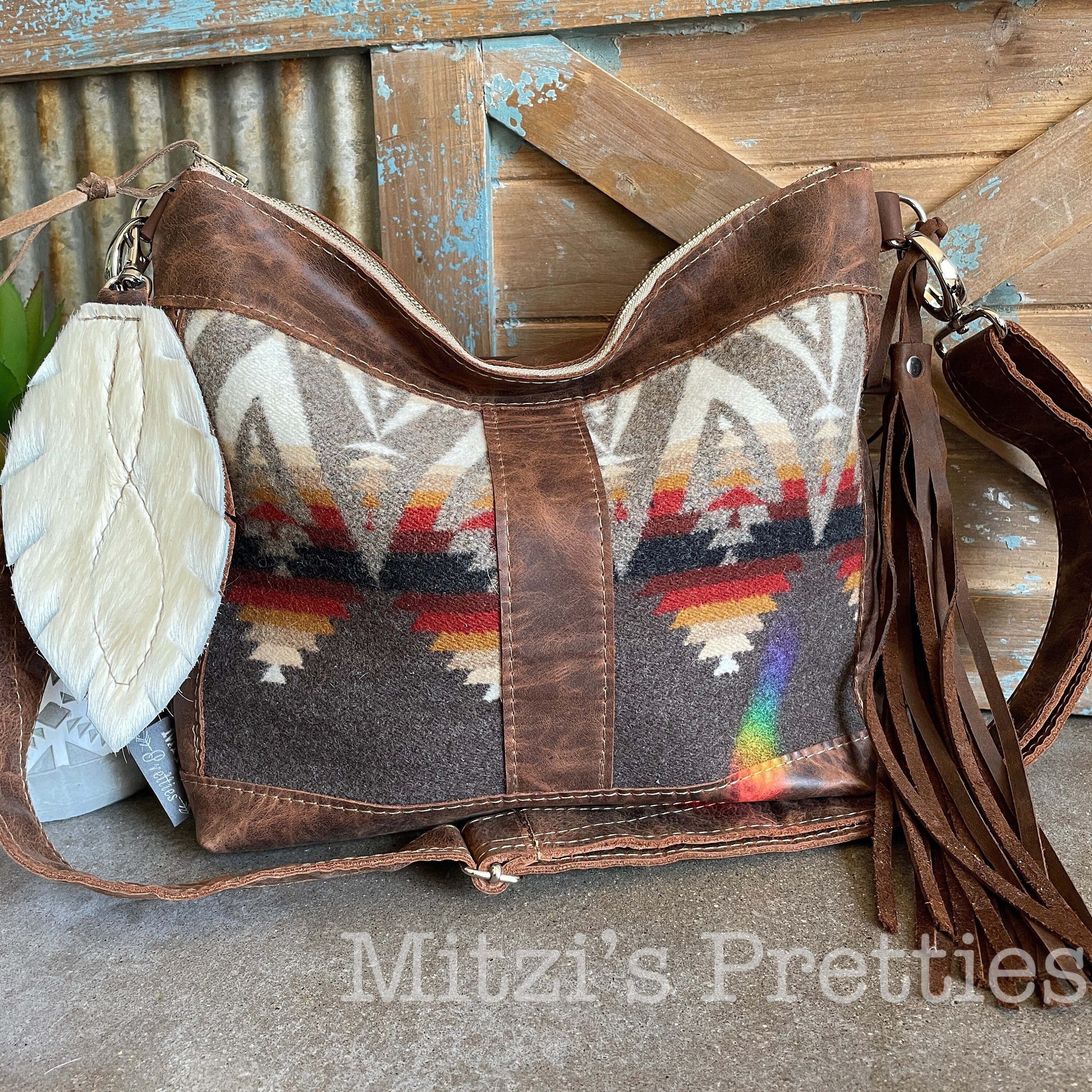 MADE TO ORDER Pendleton Wool and Leather Hobo W/ Cross Body Strap - Etsy