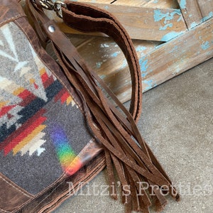 MADE TO ORDER Pendleton Wool and Leather Hobo W/ Cross Body Strap - Etsy