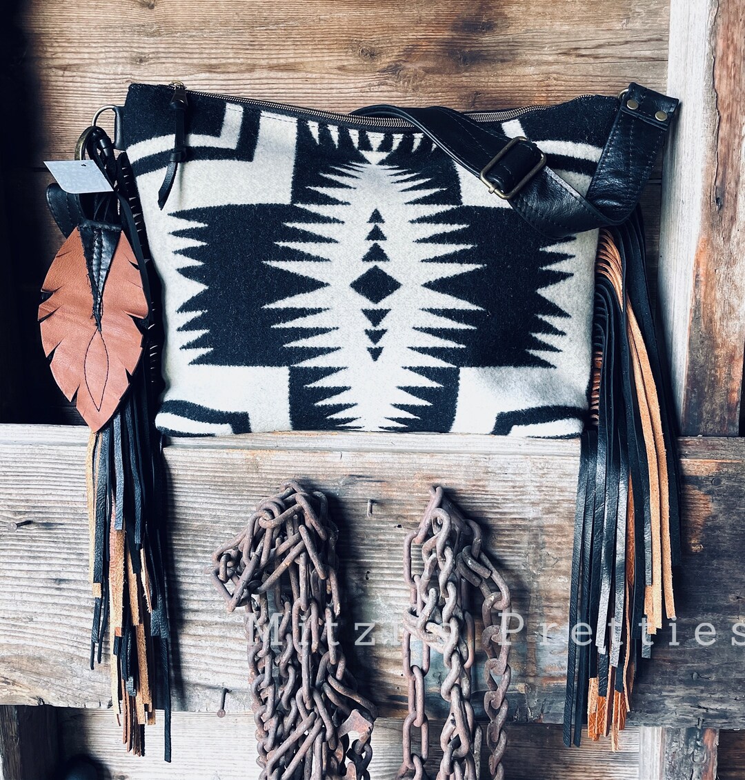 MADE TO ORDER Pendleton Wool & Leather Crossbody Bag - Etsy