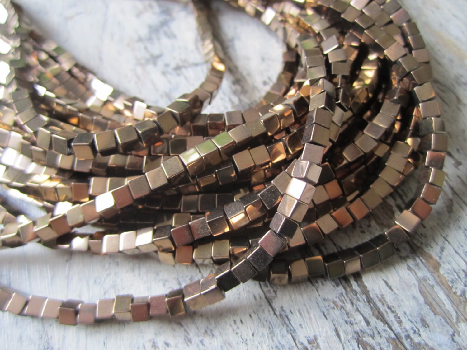 2mm Copper hematite cube beads small copper plated hematite | Etsy