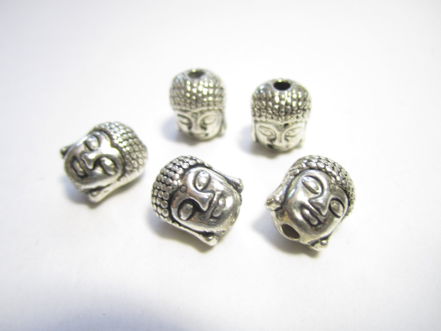 10 Buddha Head Beads Silver Metal Double-sided Buddha Head | Etsy