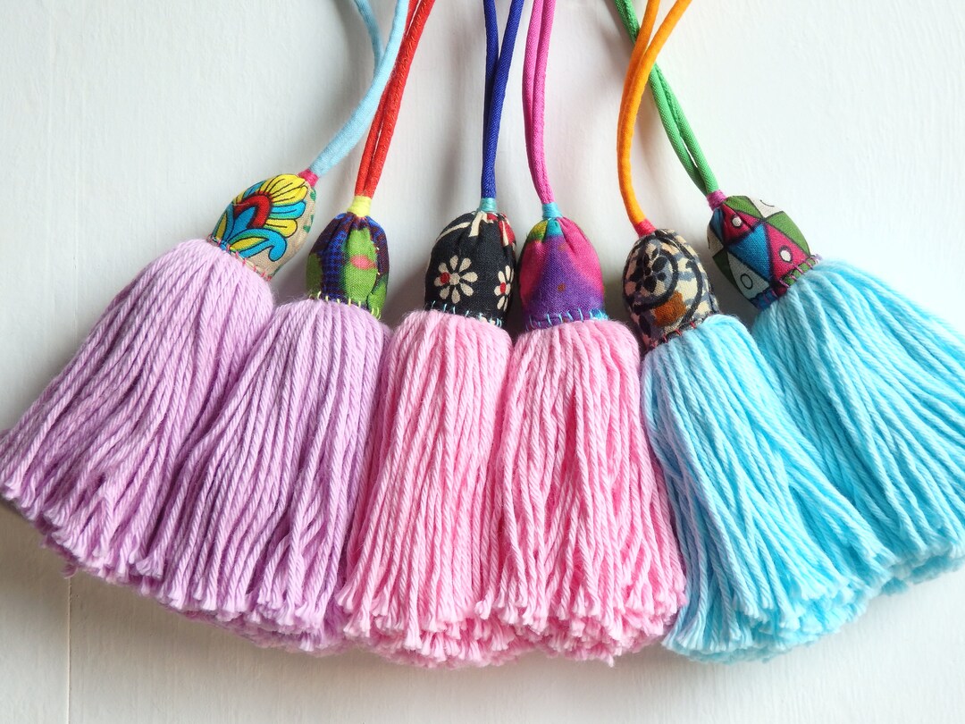 Handmade Hmong Tassel - ONE, Pastel Shades, Yarn Hill Tribe Tassel With ...