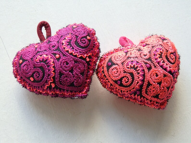 Hmong Handmade Heart With Loop Small Embroidered Heart - Etsy