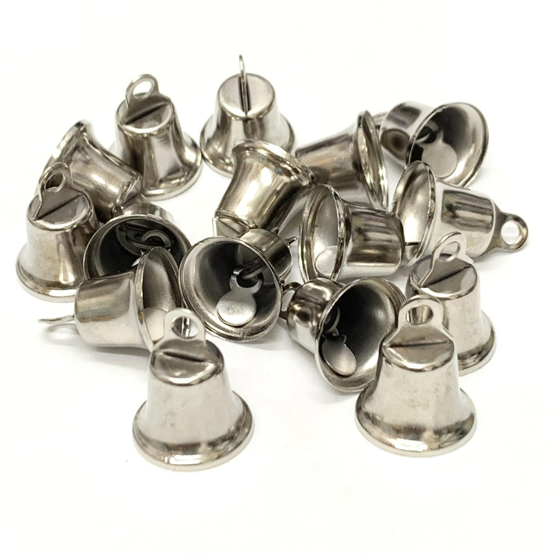 TEN Silver Bells, 19mm Silver Tone Bells With Clapper, Silver Wedding ...