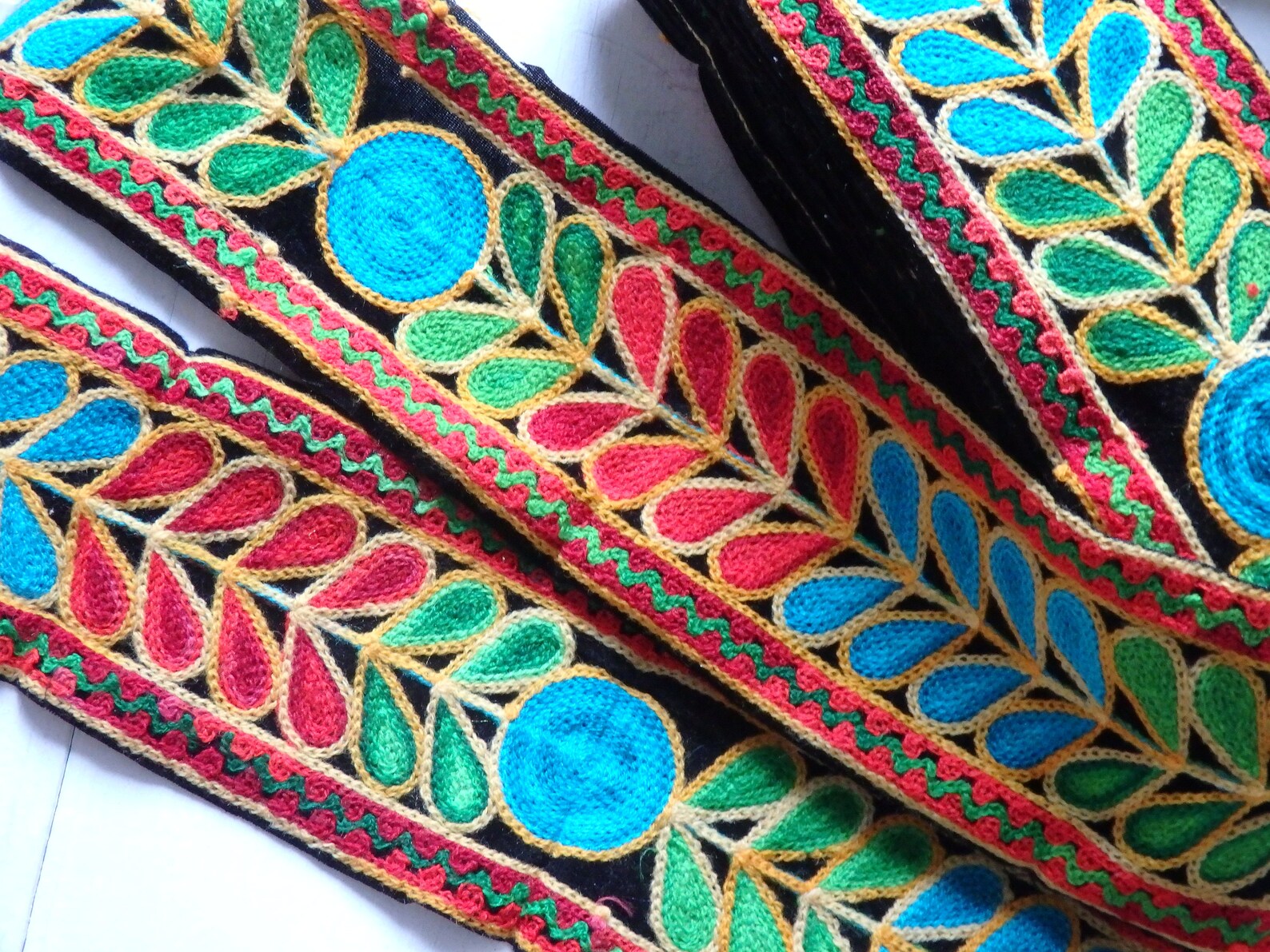 1 Yd. Indian Embroidered Trim Ethnic Woven Trim 83mm / 3 - Etsy