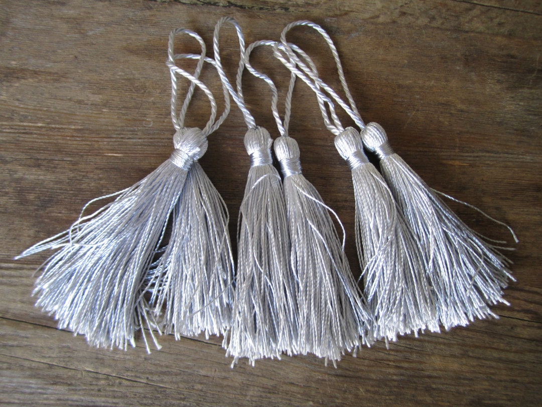 Silver Tassels, 6 Silky Tassels for Home Decor, Malas, Jewelry ...