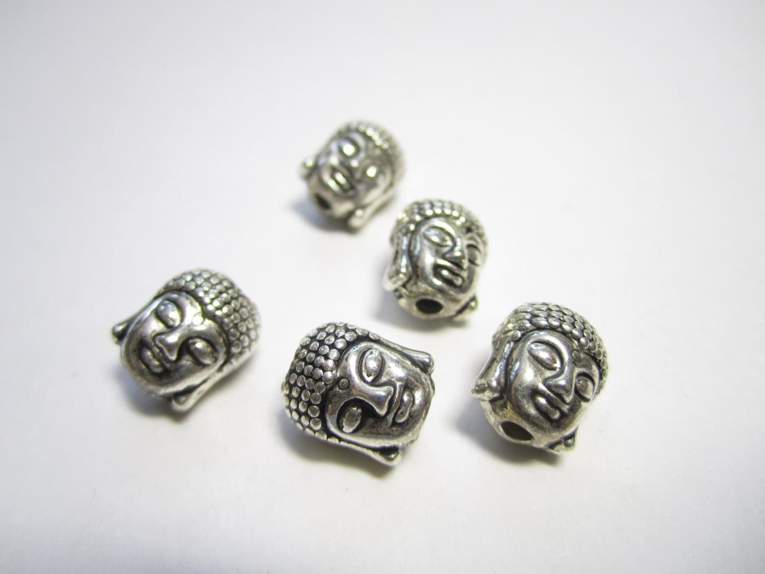 10 Buddha Head Beads Silver Metal Double-sided Buddha Head | Etsy