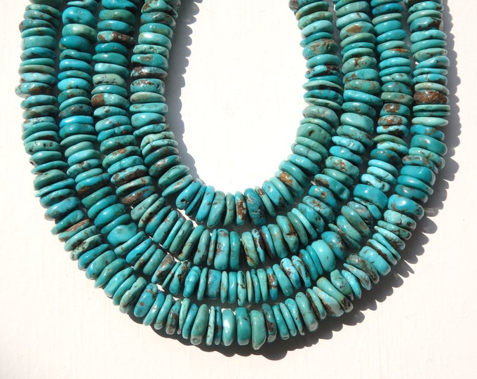 8-9mm Natural Turquoise Discs, 16" Strand, Irregular Turquoise Discs ...