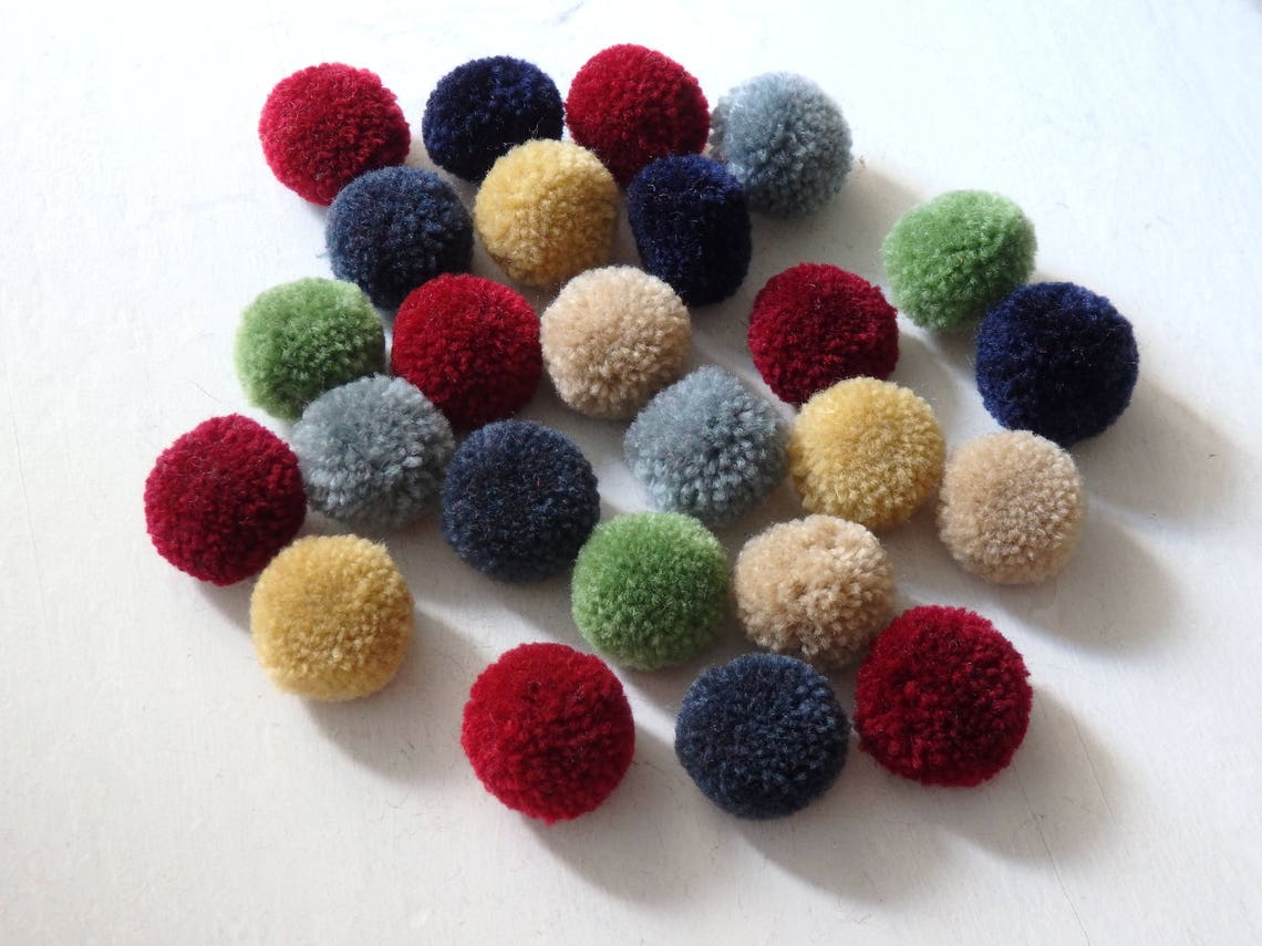 25 Hmong Hill Tribe Pom Poms FESTIVE WINTER MIX Handmade - Etsy