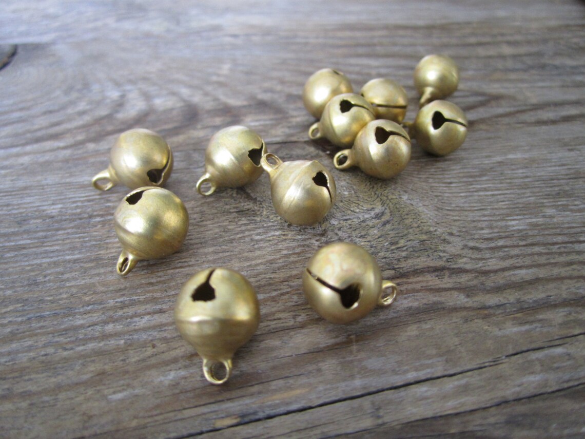 20 Brass Bells, 10x12mm, Brushed Brass Bells for Jewelry, Luxury ...