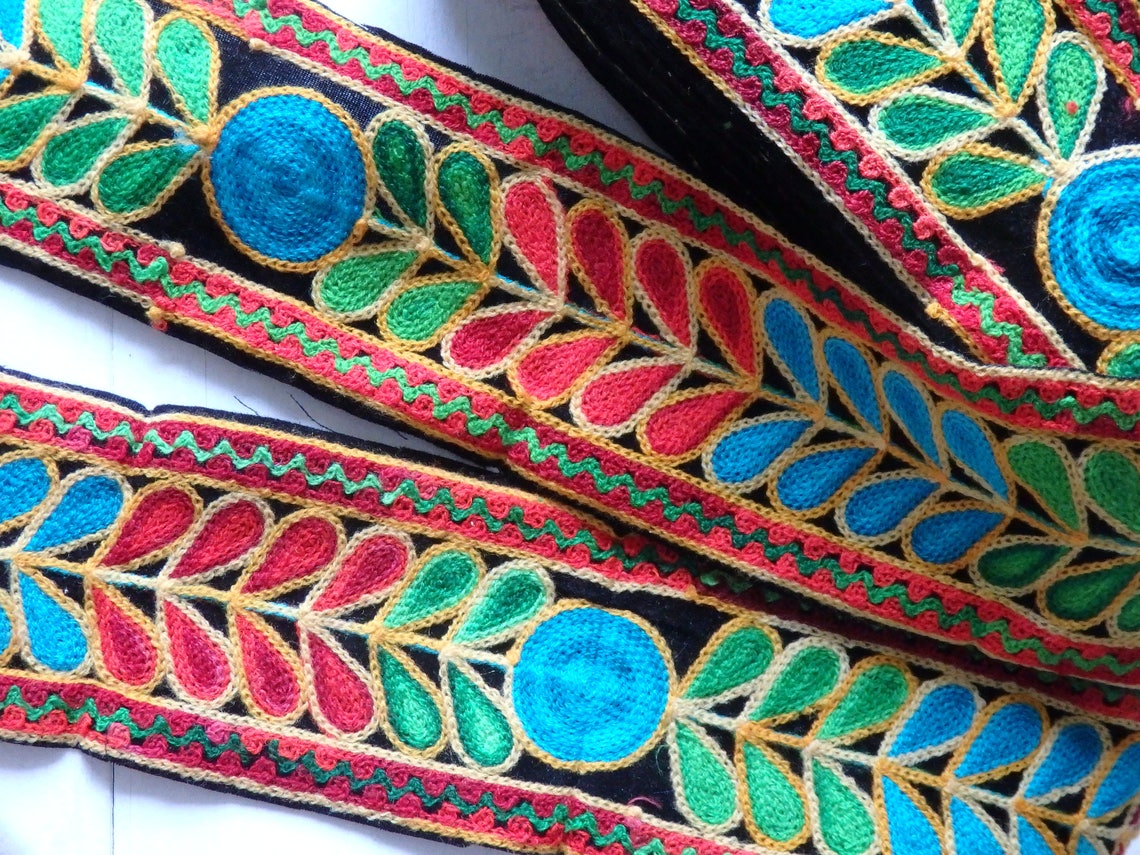 1 Yd. Indian Embroidered Trim Ethnic Woven Trim 83mm / 3 | Etsy