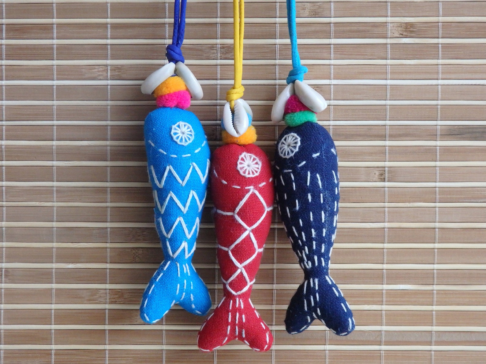 Handmade Fabric Fish Decoration Ethnic Bag Charm With Pom - Etsy