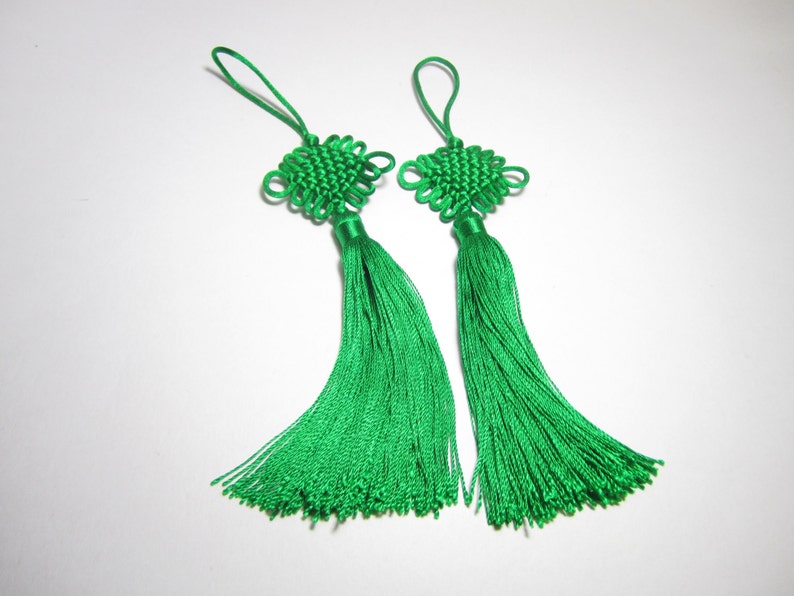 Chinese Infinity Knot Tassels GREEN One Pair Lucky Knot | Etsy