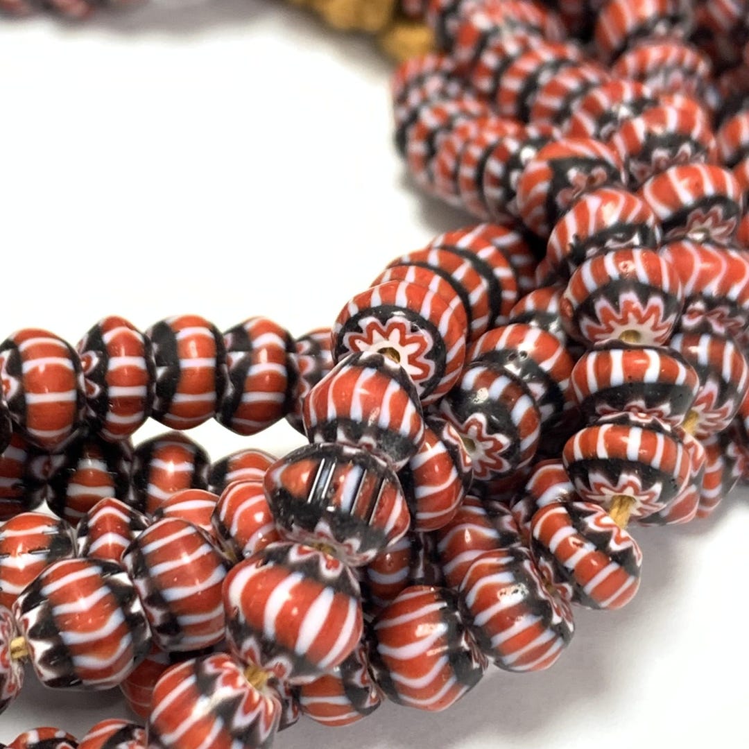 NEW Handmade Indian Glass Beads, Extra Long Strand 5-6mm X 8mm Glass ...