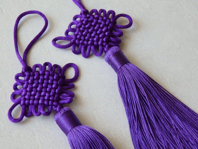 Chinese Infinity Knot Tassels ROYAL PURPLE One Pair Lucky - Etsy