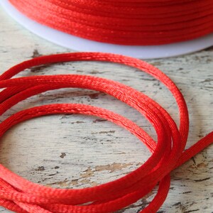 10 Yds. Satin Rattail Cord in RED, 2mm Satin Polyester Cord for Macrame ...