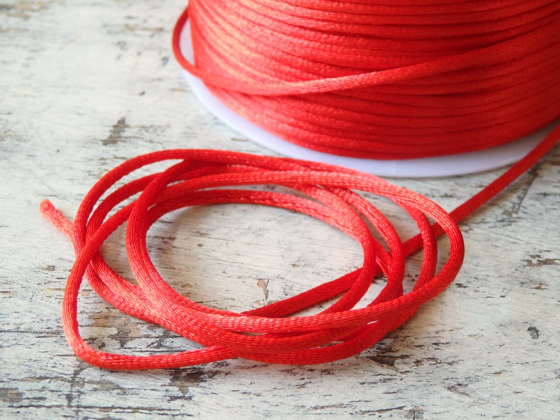 10 Yds. Satin Rattail Cord in RED 2mm Satin Polyester Cord - Etsy