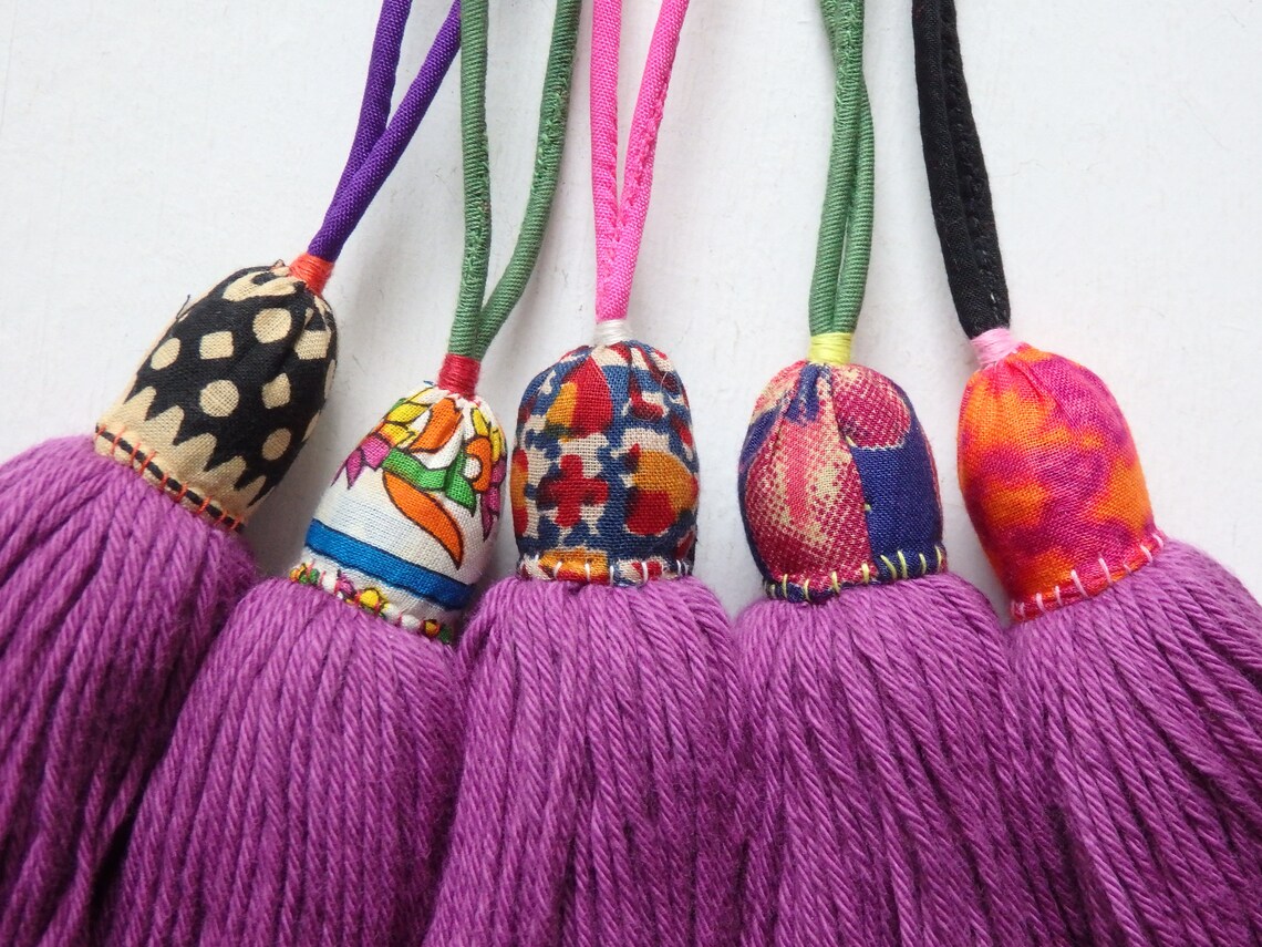 Handmade Hmong Tassel PLUM PURPLE Yarn Hill Tribe Tassel With - Etsy