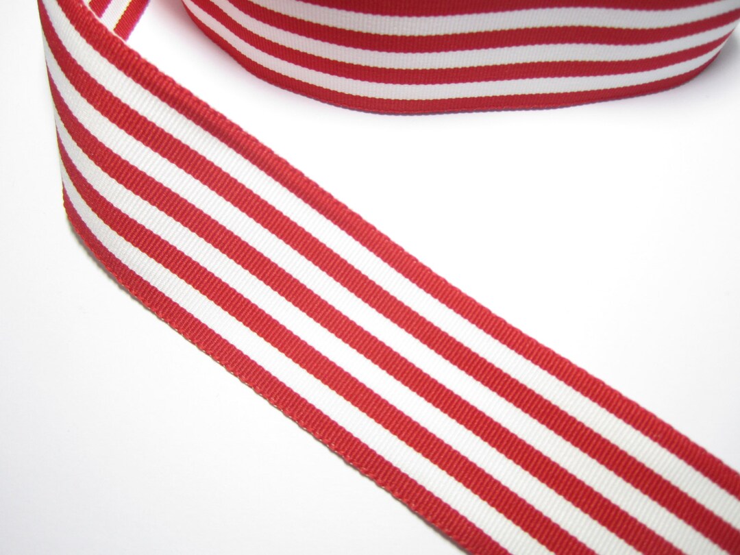Classic Red & White Striped Grosgrain Trim: (38mm / 1.5") THREE Yards ...