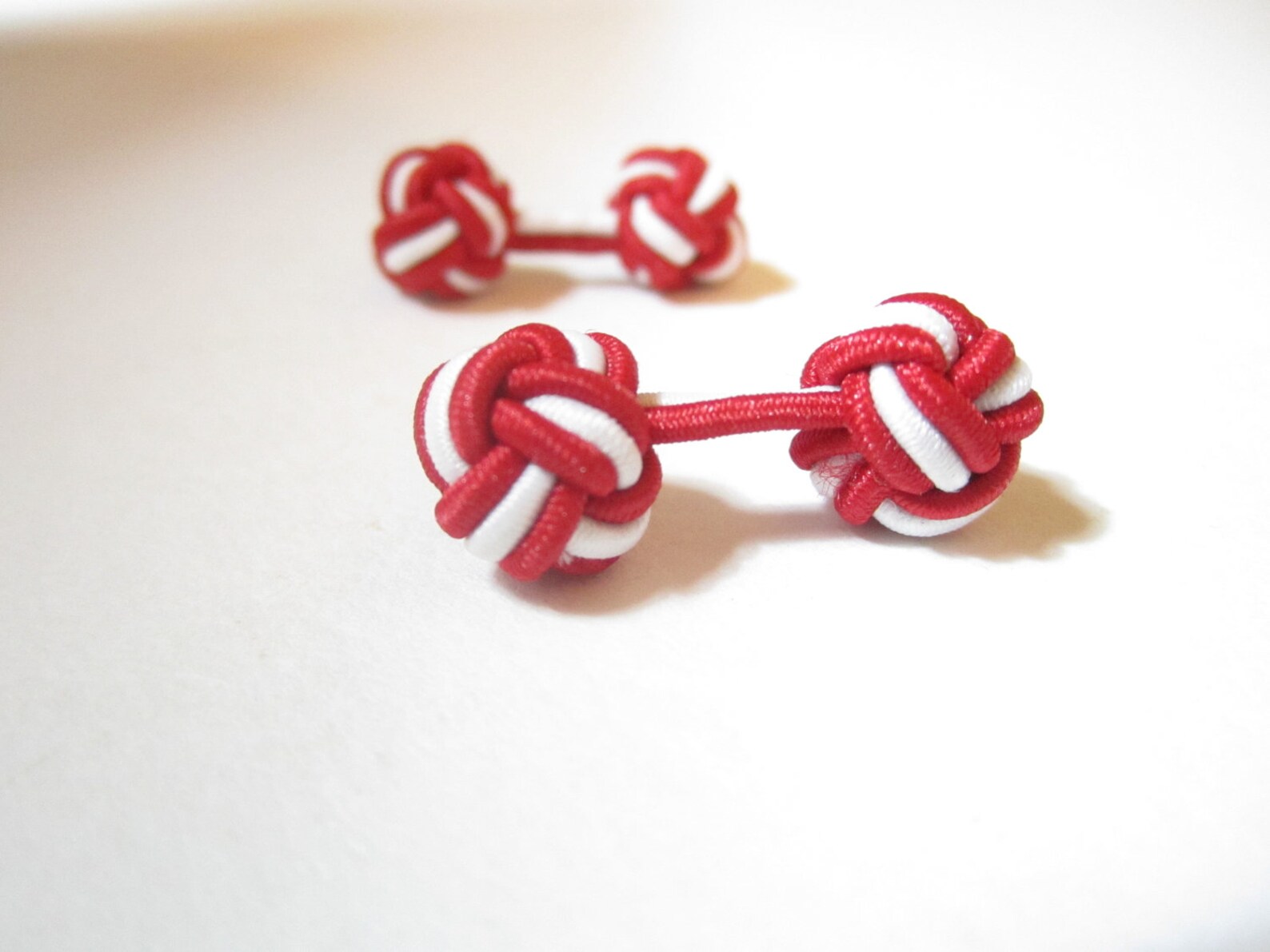 Chinese Knot Cufflinks RED & WHITE Elastic Cord Cuff Links - Etsy