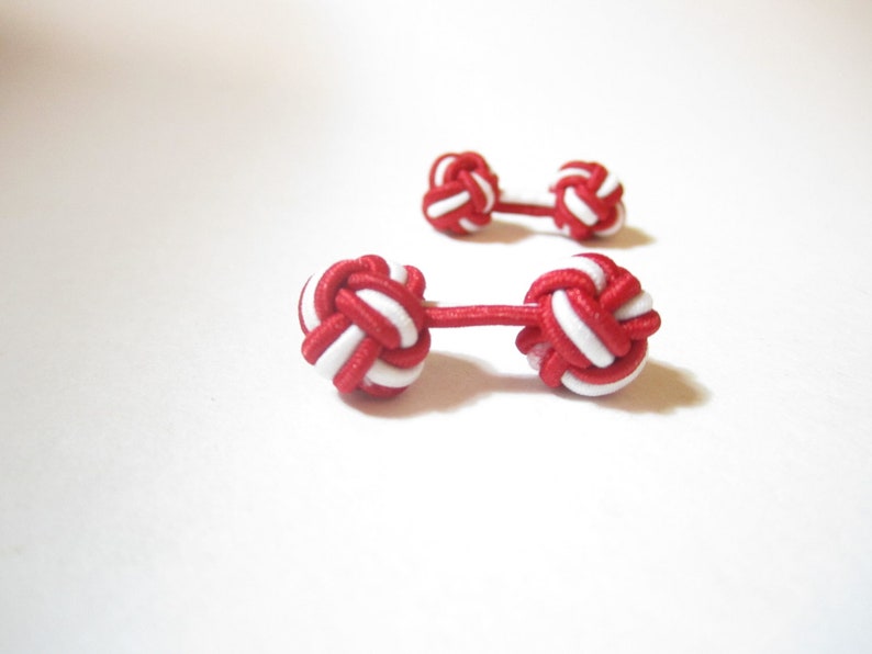 Chinese Knot Cufflinks RED & WHITE Elastic Cord Cuff Links | Etsy