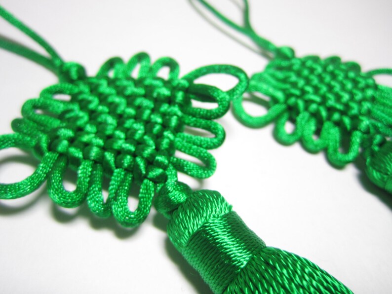 Chinese infinity knot tassels GREEN one pair lucky knot | Etsy