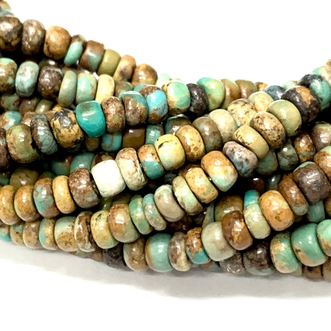 4-5mm Natural Turquoise Beads, 16" Strand, Irregular Turquoise Roundels ...