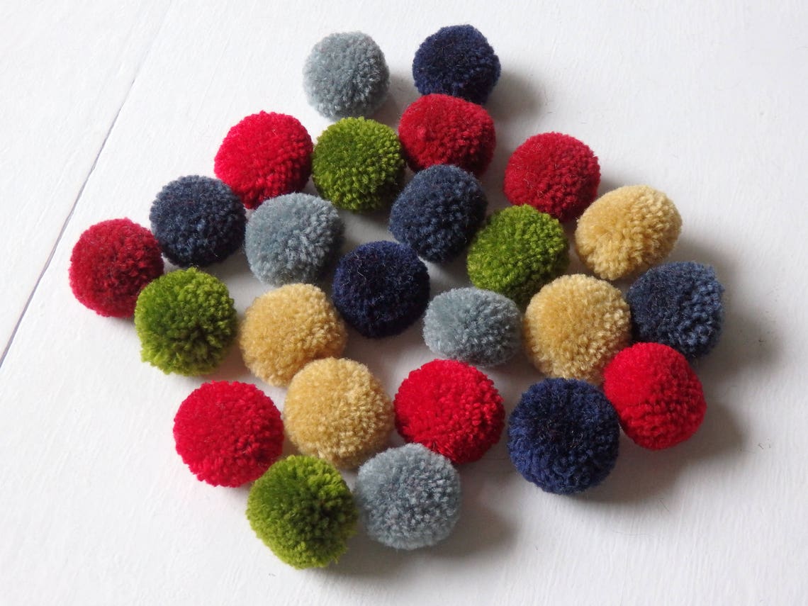 25 Hmong Hill Tribe Pom Poms FESTIVE WINTER MIX Handmade - Etsy