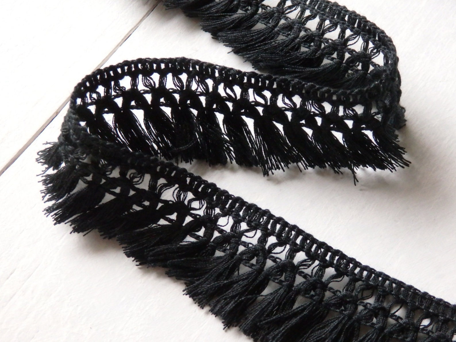 2 Yds. Black Fringed Tassel Trim Black Trim With Fringe 32mm - Etsy