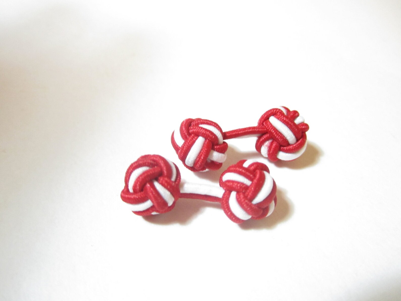 Chinese Knot Cufflinks RED & WHITE Elastic Cord Cuff Links | Etsy