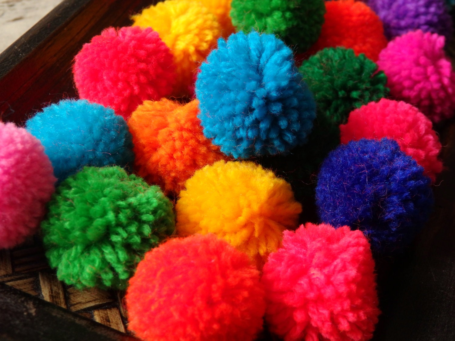 25 Hmong Hill Tribe Pom Poms Assorted Colours Standard Size - Etsy