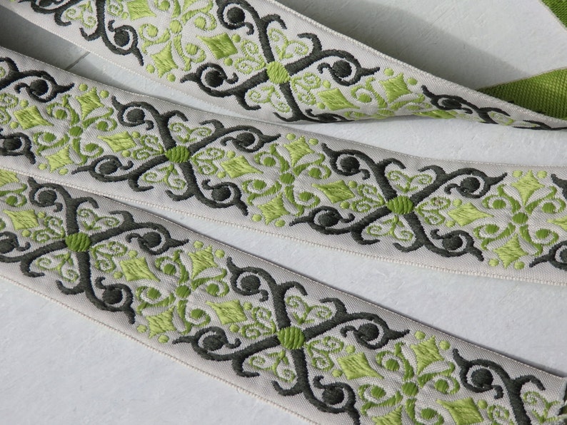 1 Yd. Exotic Trim in Green 40mm Wide Jacquard Trim in Dark & - Etsy