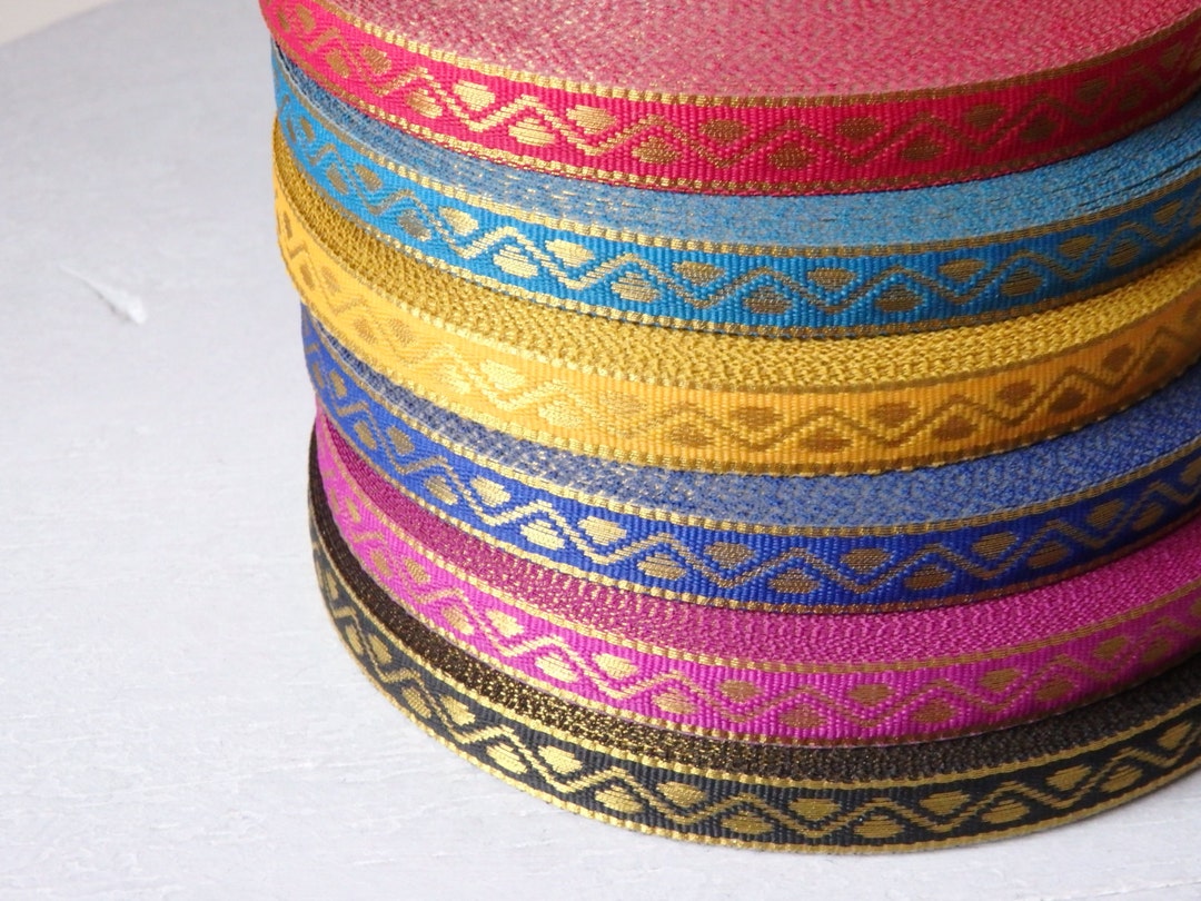 3 Yds. Indian Sari Trim in a Choice of 6 Colours, 11mm Wide, Narrow ...