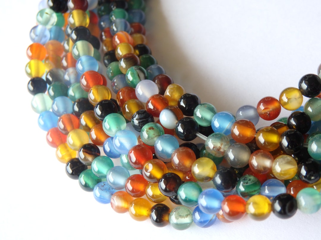 4mm Agate Beads in Assorted Colours, Natural Agate Beads, Non-dyed ...