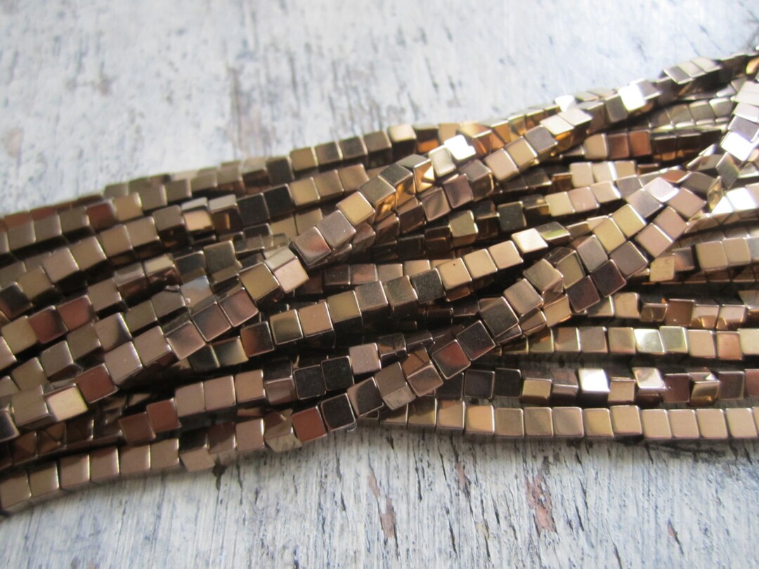 2mm Copper Hematite Cube Beads, Small Copper Plated Hematite ...