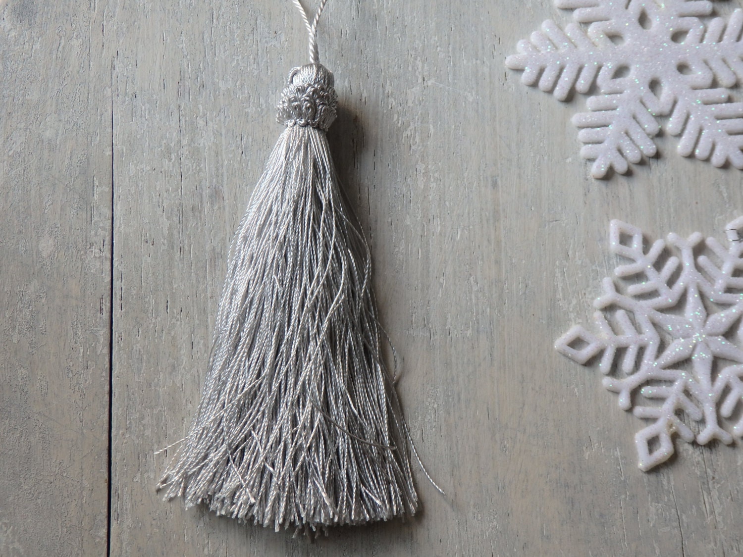 TWO Large Silky Silver Tassels With Pineapple Head - Etsy