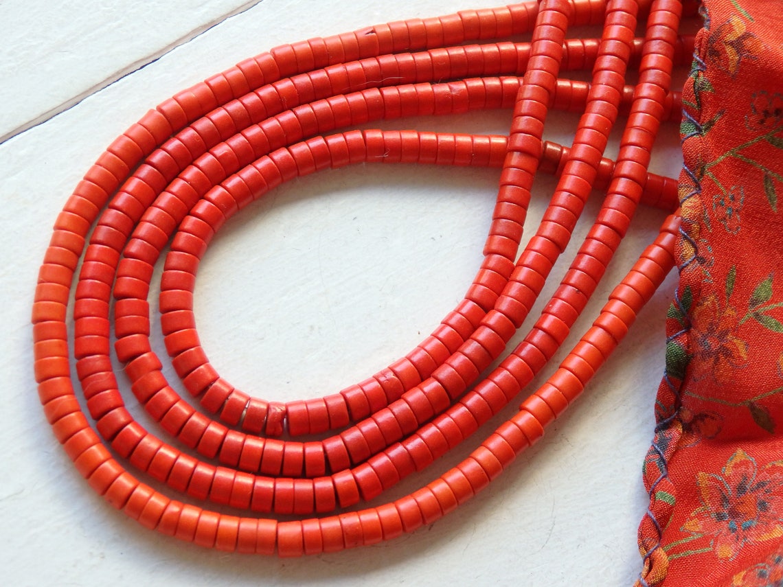 4x2mm Orange-red Howlite Beads Small Orange Howlite Heishi - Etsy