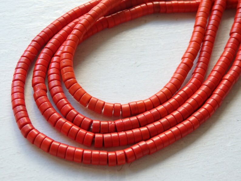 4x2mm Orange-red Howlite Beads Small Orange Howlite Heishi - Etsy