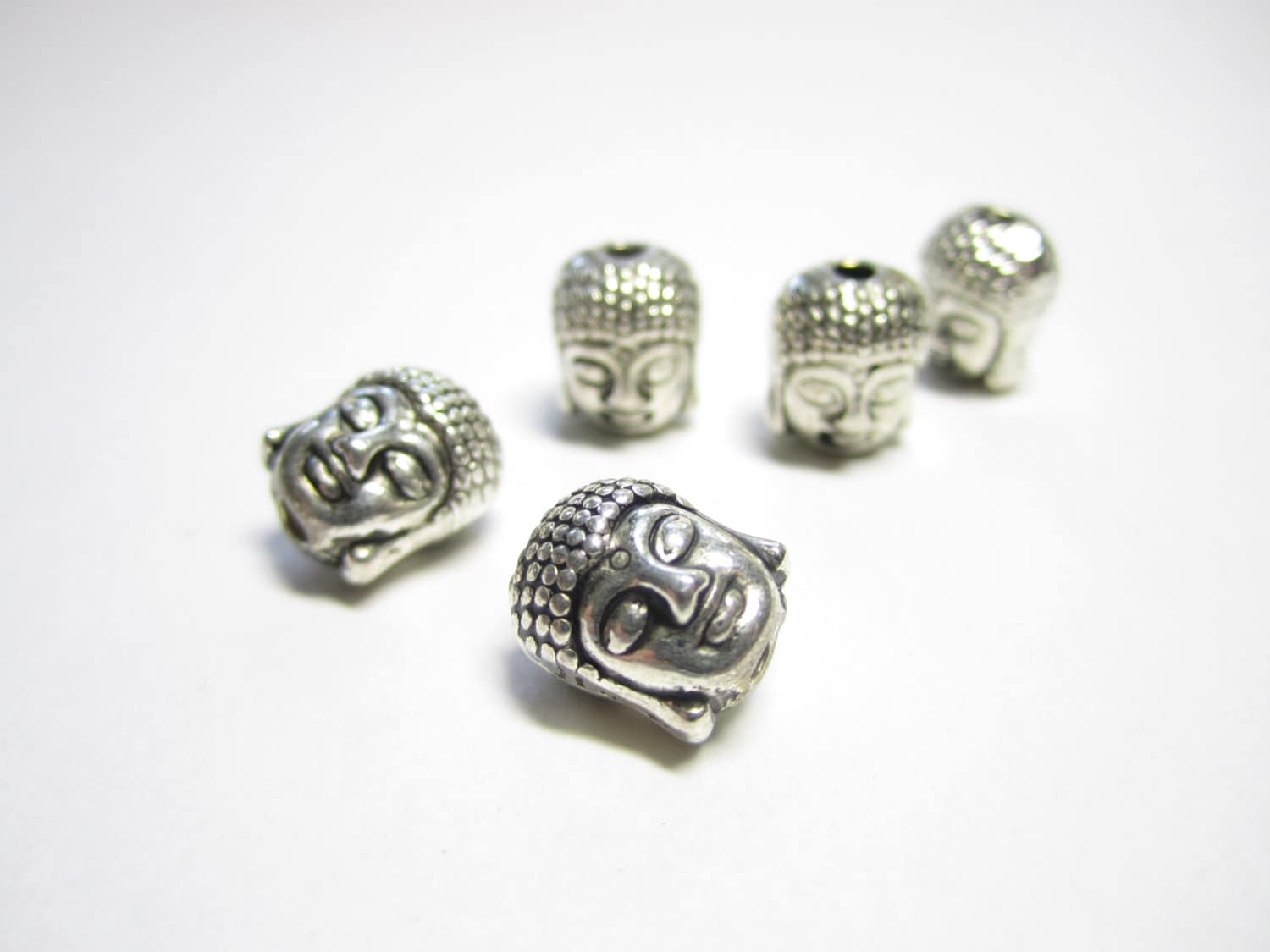 10 Buddha Head Beads Silver Metal Double-sided Buddha Head | Etsy