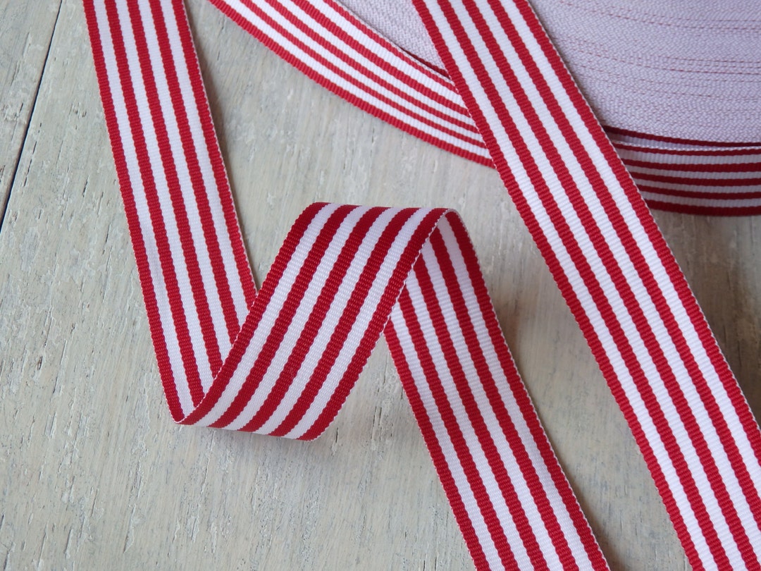 3 Yds. Red & White Striped Grosgrain Trim Classic Red and - Etsy