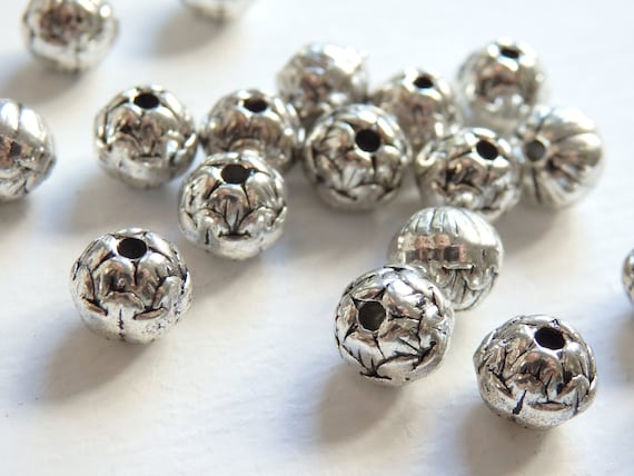 20 Silver Lotus Flower Beads 8x7mm Silver Tone Lotus Beads | Etsy