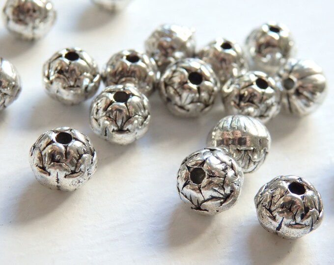 8 Silver Lotus Flower Beads, 10x11mm, Silver Tone Lotus Beads, Buddhist ...