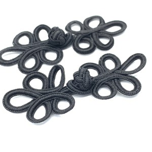 Black Chinese Knot Buttons: Satin Polyester Frog Closures (2 Pairs) - Etsy