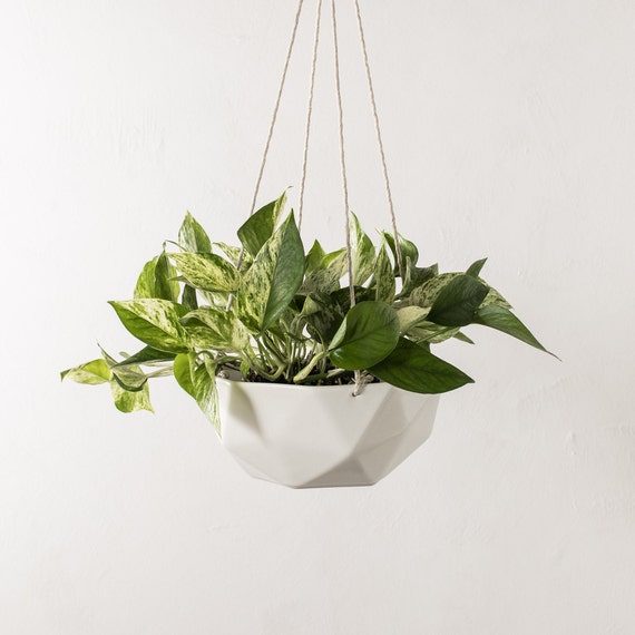Geometric Hanging Planter Porcelain - Etsy
