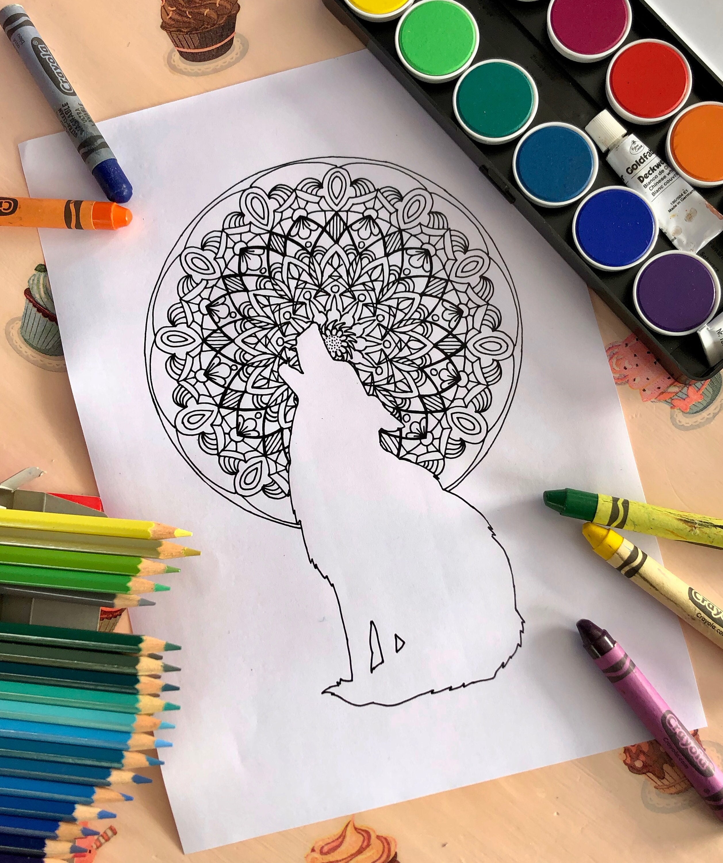 Awoo - Howling Wolf Adult Coloring Page Instant Download - Etsy