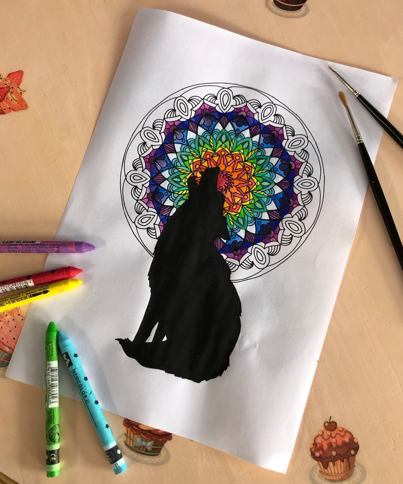 Awoo - Howling Wolf Adult Coloring Page Instant Download - Etsy