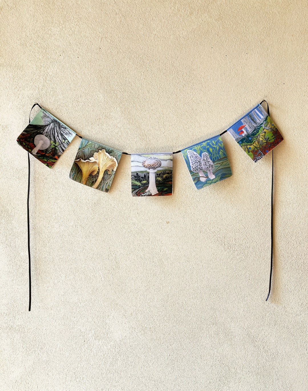 Mini Prayer Flags: 5 Shrooms, Organic Cotton, Mushroom Lovers Gift ...