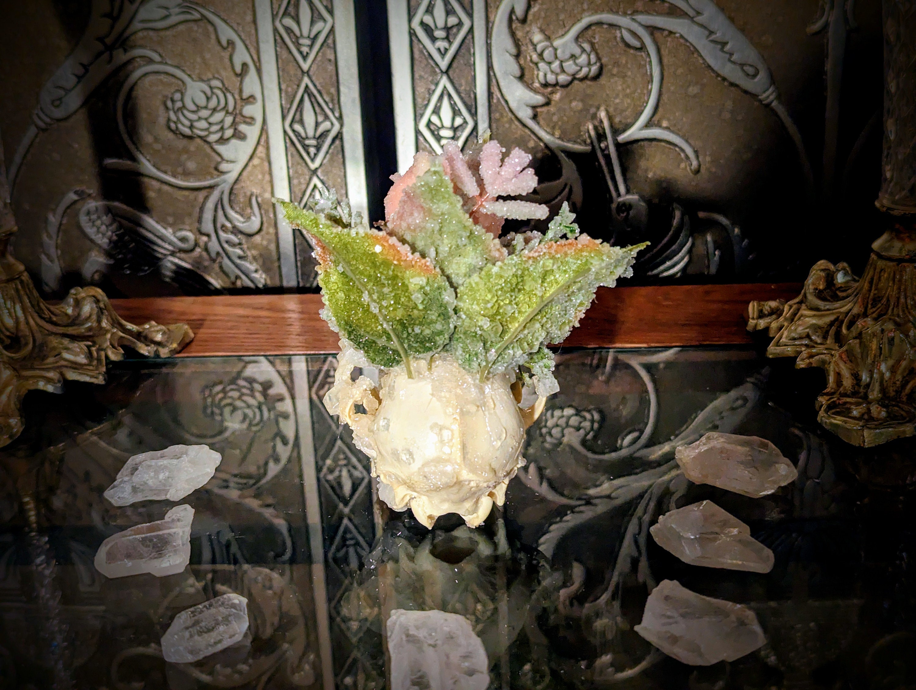 Crystallized Genuine Fox Skull With Crystallized Flowers - Etsy