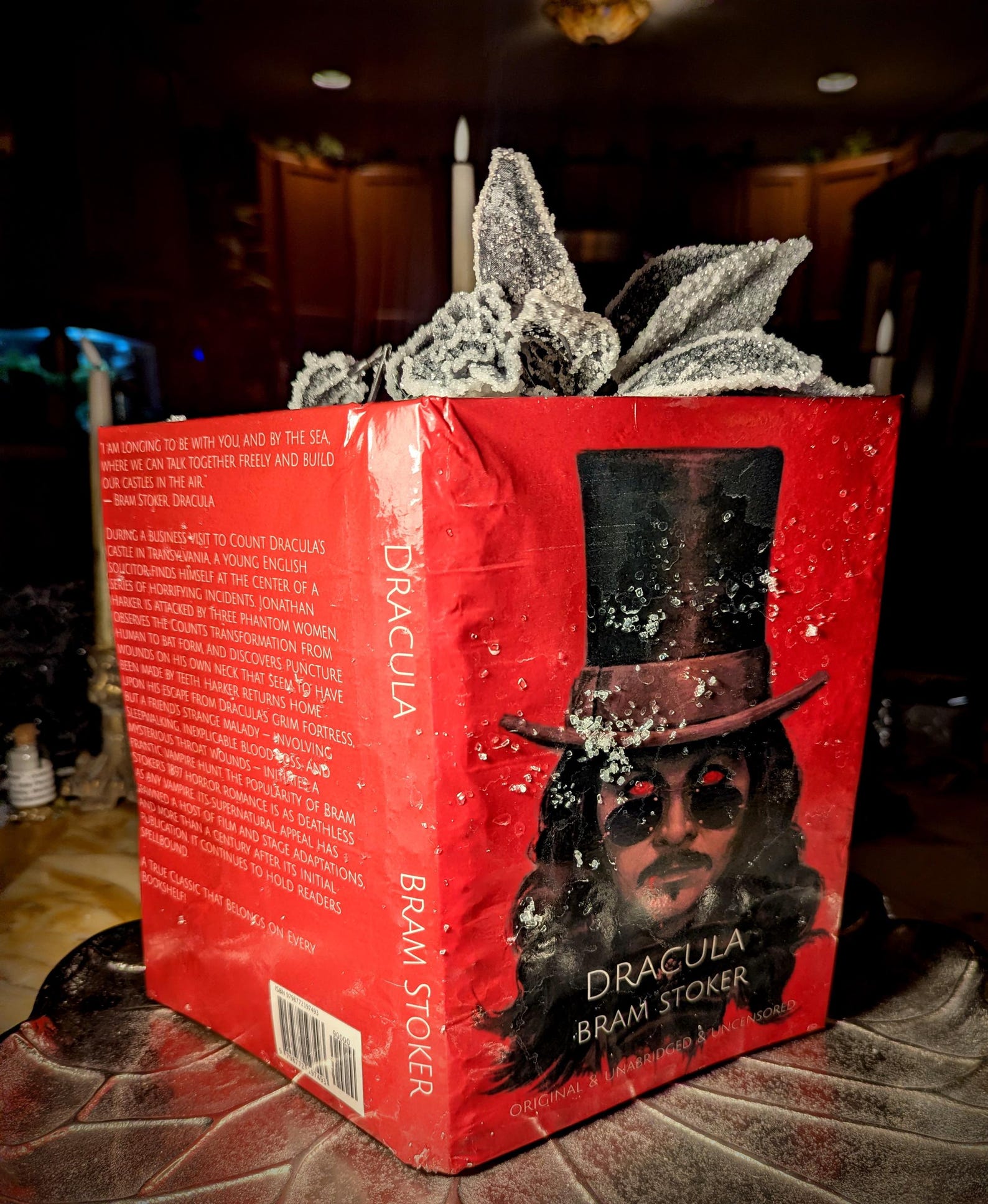 Crystalized Bram Stoker's "dracula" Book With Crystalized Black Flowers ...